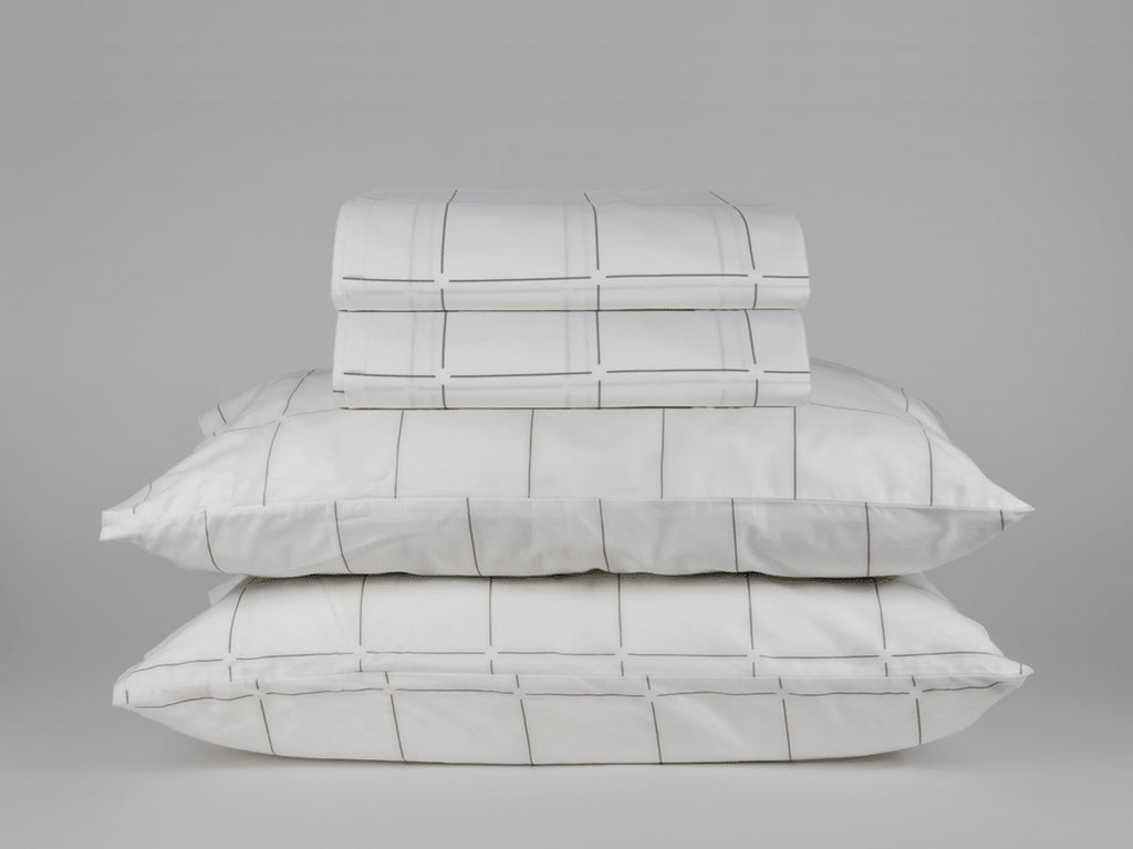 Shop Sateen Bed Sheets Set Windowpane in Australia | Organic Nest